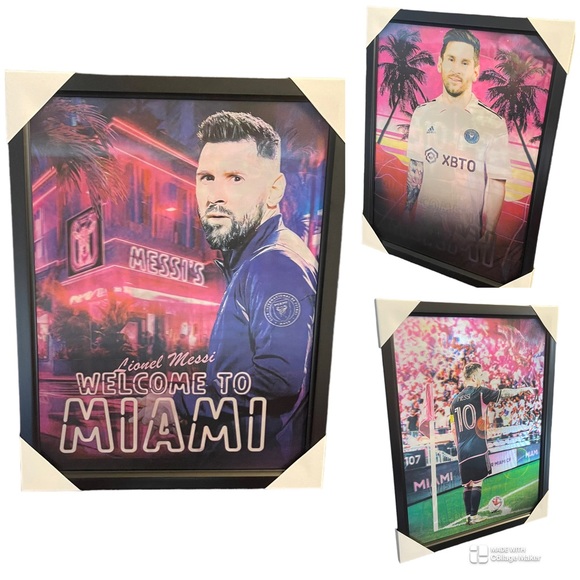 Art | New Lionel Messi Inter Miami Soccer Framed 3d Lenticular Poster Picture | Poshmark